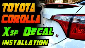 Toyota Corolla Xsp spoiler Decal installation | shinegraffix.com